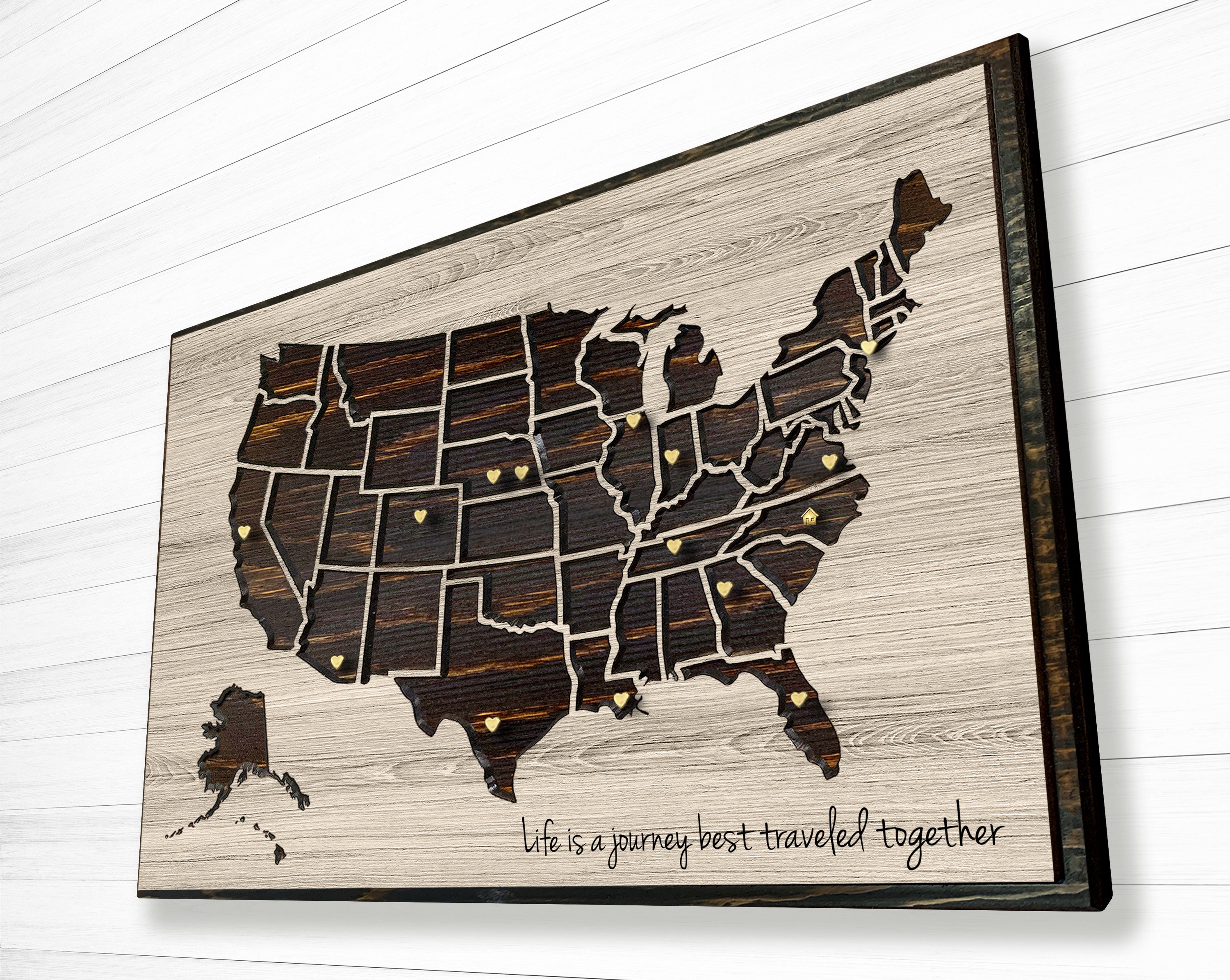 US Map Wall Art Push Pin Map of United States Carved - Etsy