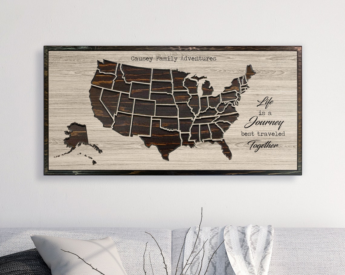 Framed Map of the United States | Carved Into Wood and Can Be ...