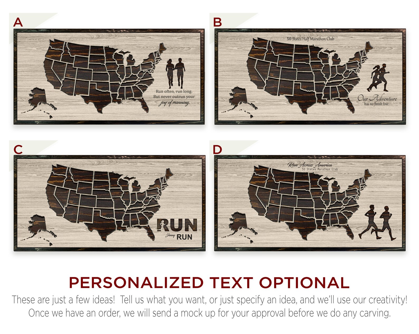 Running Map for Siblings Custom US Map for Marathon and Half | Etsy