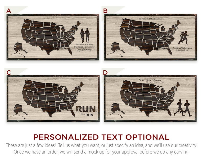 Running Map for Siblings Custom US Map for Marathon and Half | Etsy