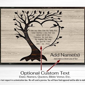 Memorial Sign for a Loved One - Family of Tree Custom Quote Sign ...