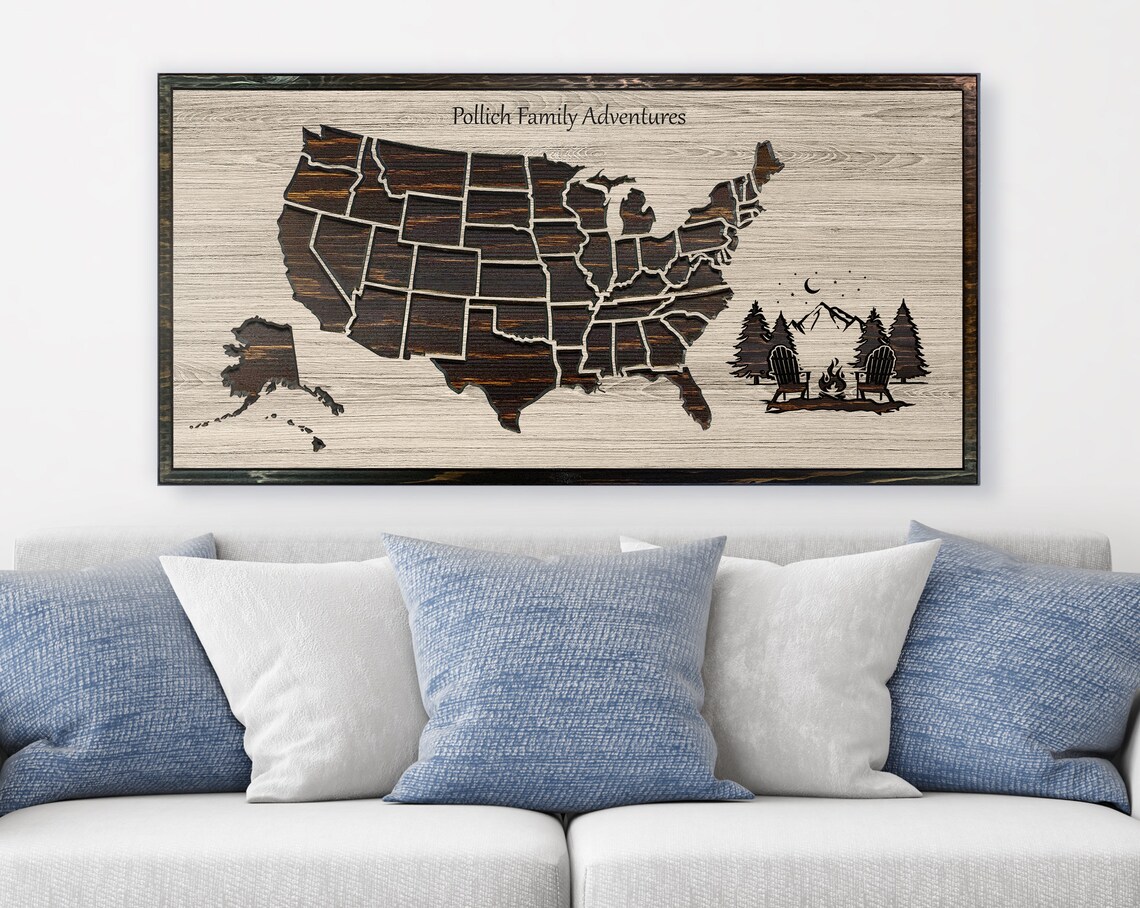 Push Pin US Camping Map Mark Locations Using Push Pins - Etsy