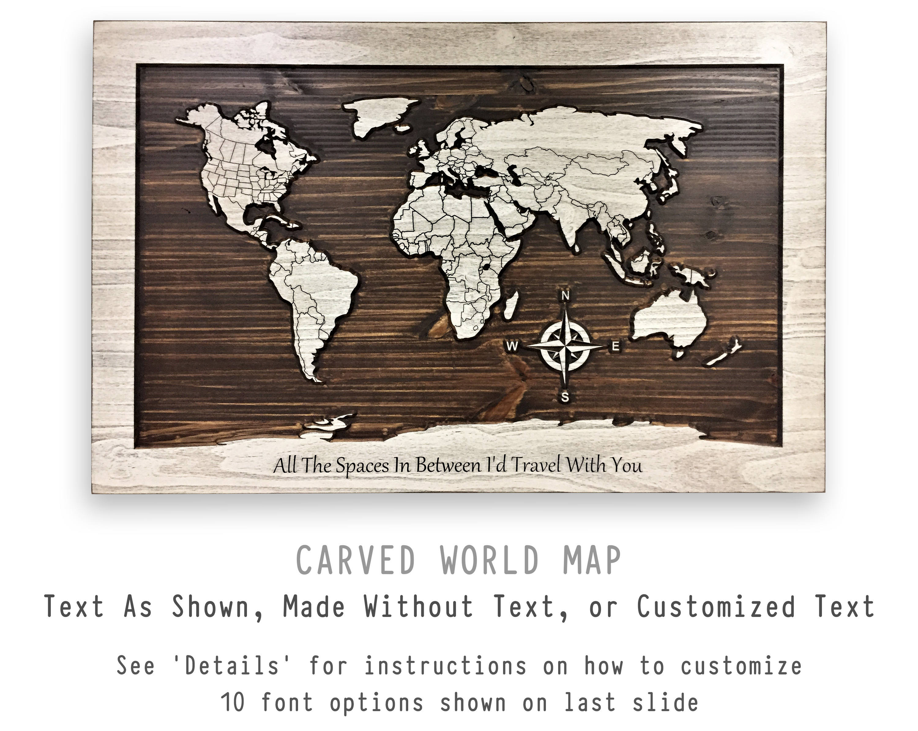 Carved World Map Anniversary Gift Gift for Wife Gift for | Etsy