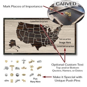 Motorcycle Road Trip Map, Push Pin Map, US Map to Track Travels, Bikers ...