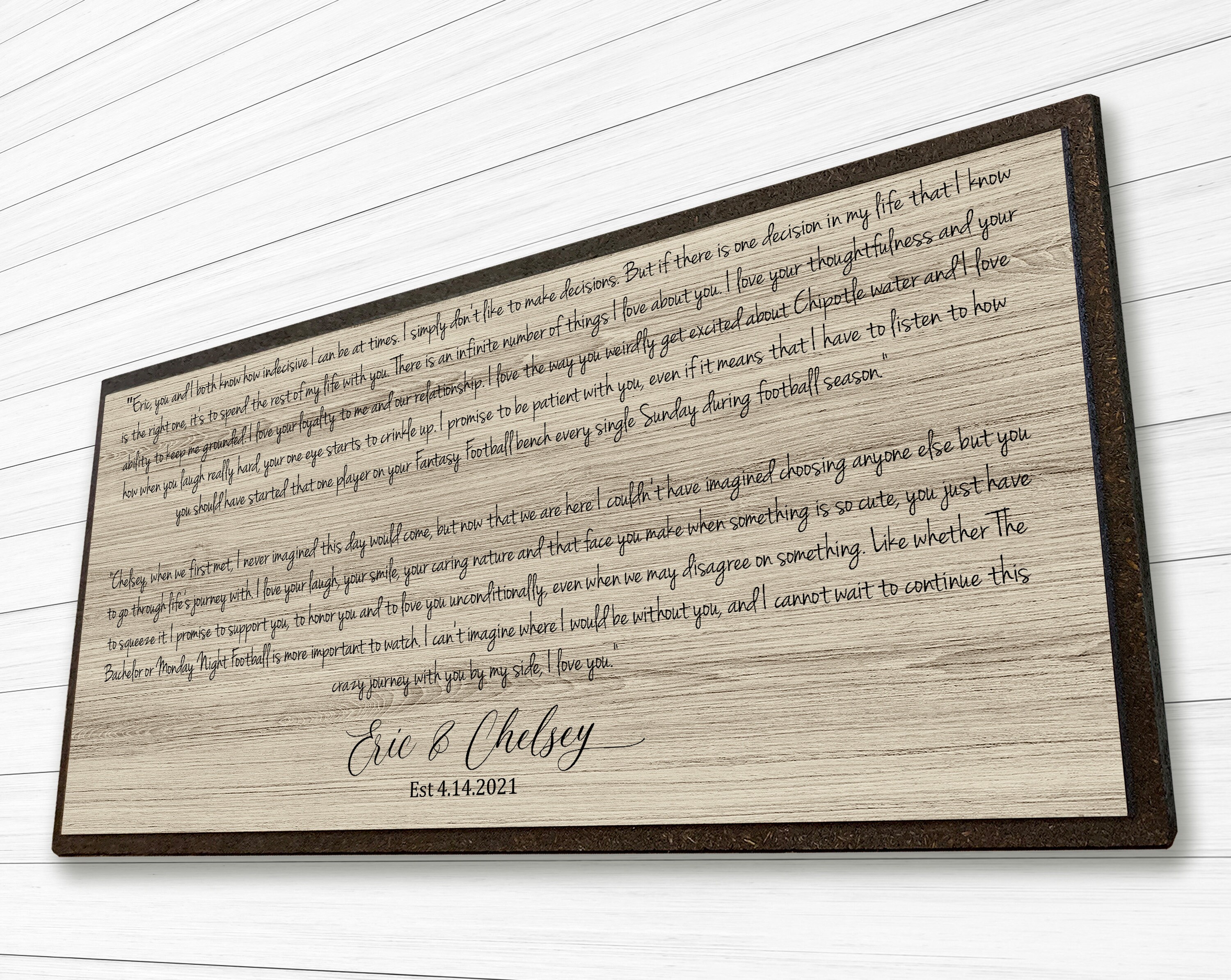 Wedding Vow Sign, Custom Wedding Vow Art, Anniversary Gift, Husband ...