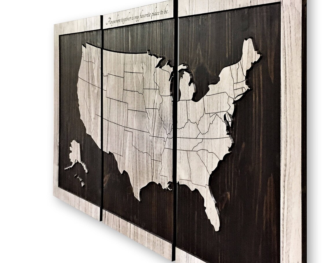 3-D Carved Wooden US Map USA Map to Mark Travels Customized - Etsy