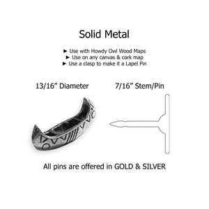 Gold & Silver Canoe Push Pins, Boat Pushpin, Solid Metal No Plastic ...