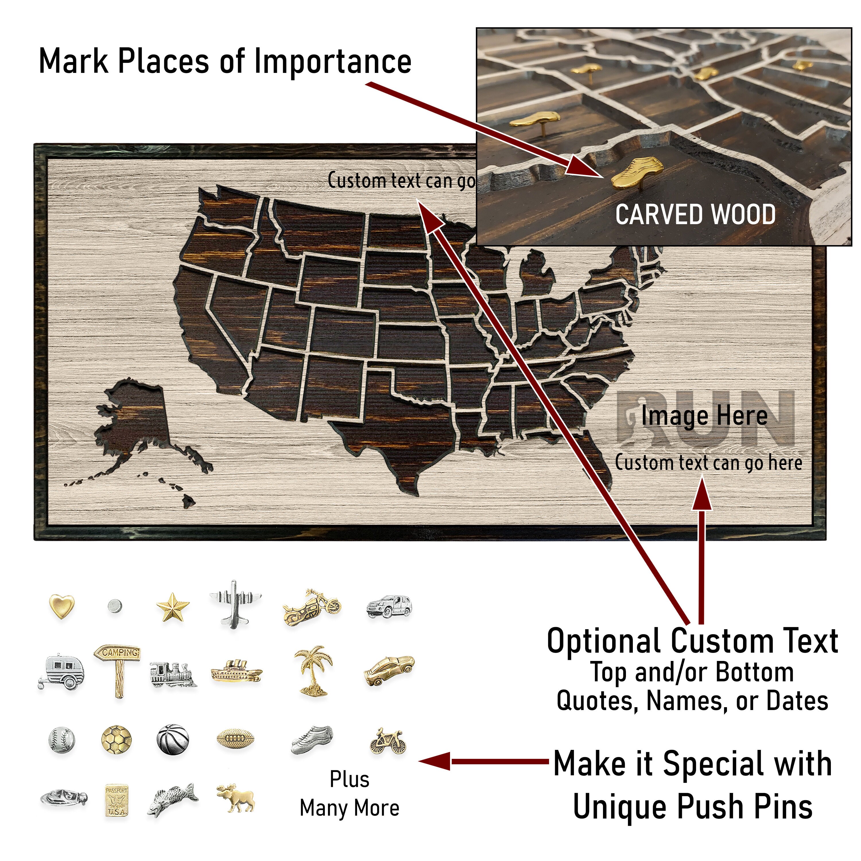 Running Map for Men, Custom US Map for Marathon and Half Marathon ...