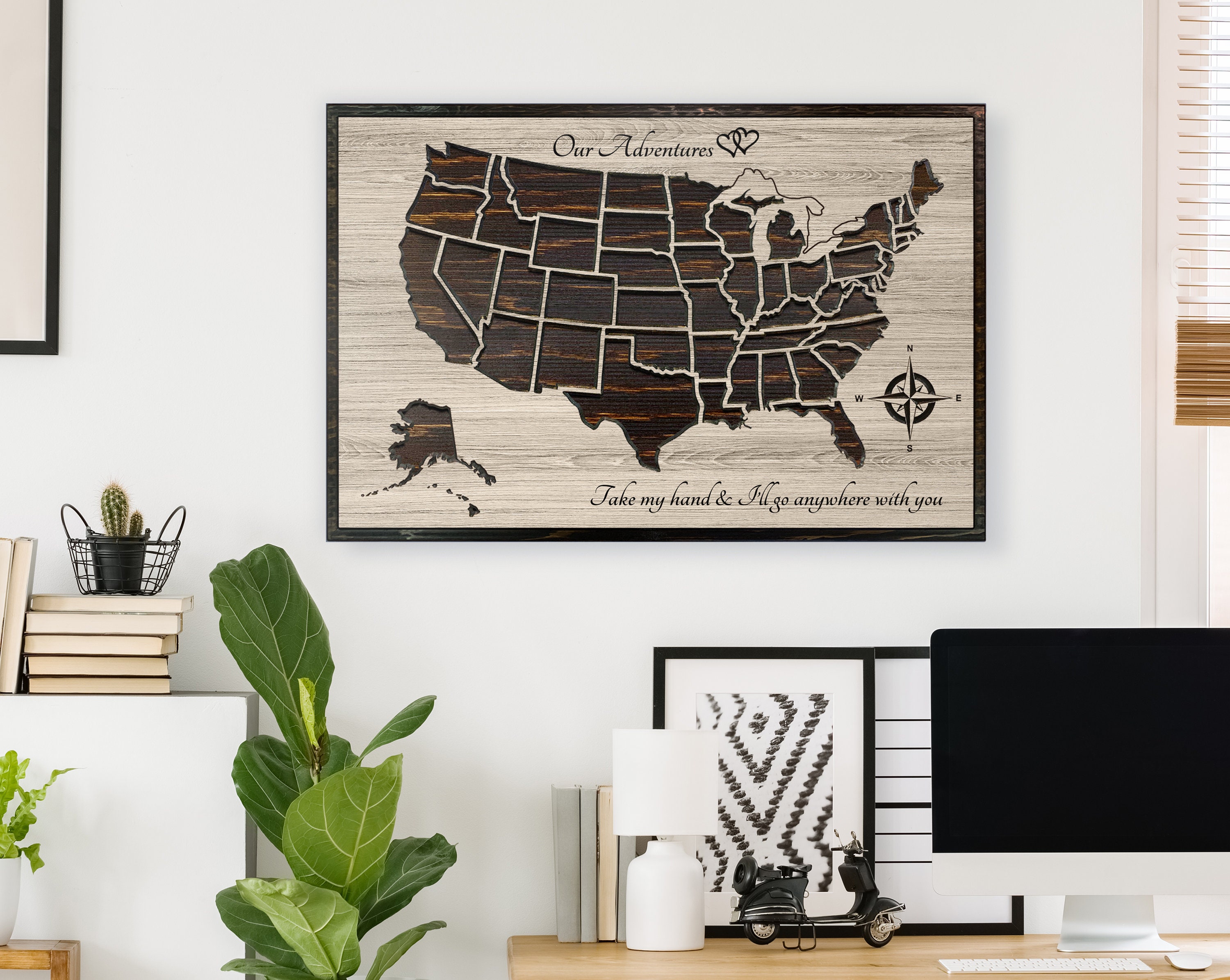 Push Pin Map Map to Mark Travels Travel Log Wood or Canvas - Etsy
