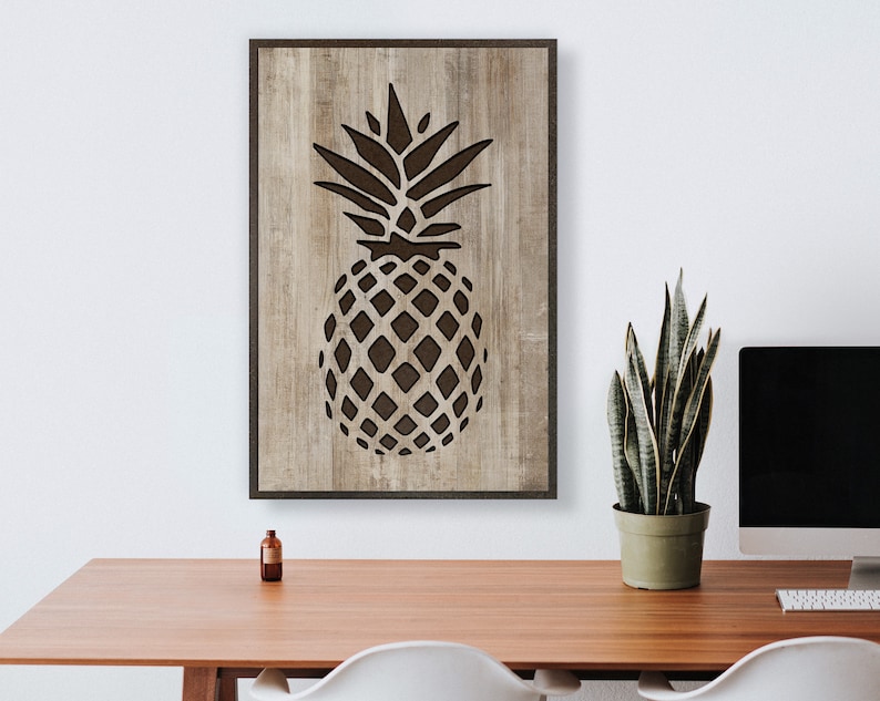 Pineapple Wall Decor, Pineapple Art, Tropical, Kitchen Decor, Rustic ...