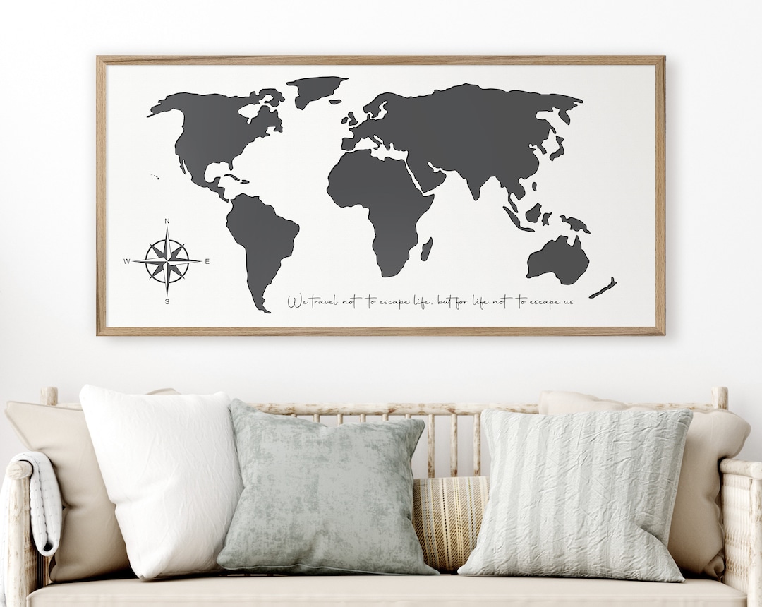 Framed Push Pin Map of the World - Push Pin World Map Wall Art - We ...