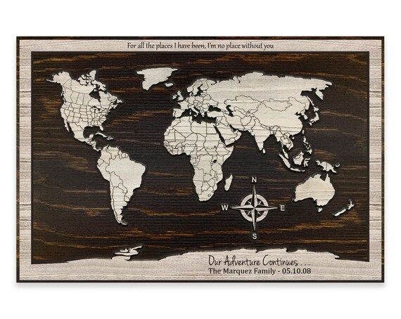 Home Wall Decor World Map Wall Art Customized With Your Own | Etsy