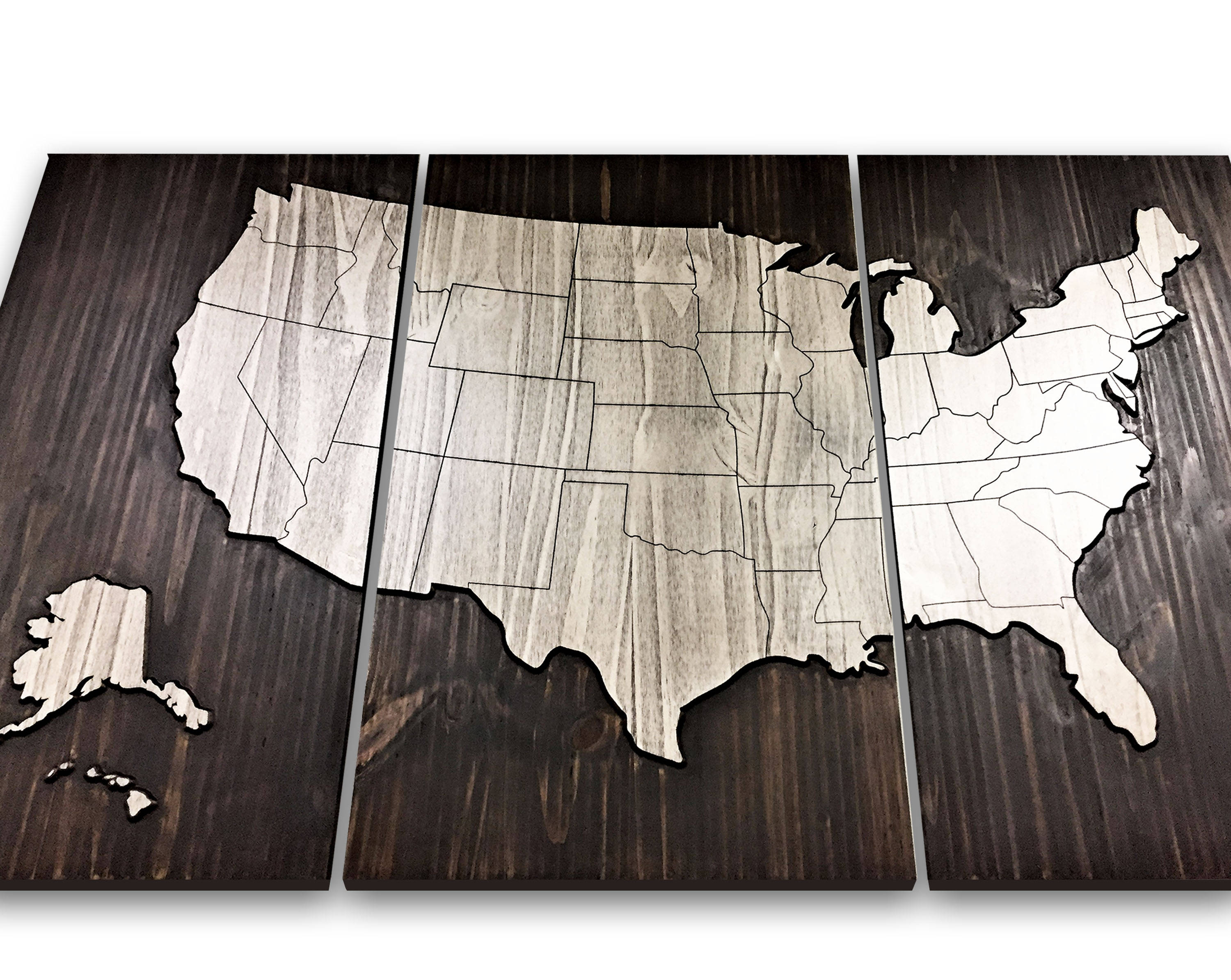Map of United States US Map Art Carved 3D Wall Decor USA | Etsy