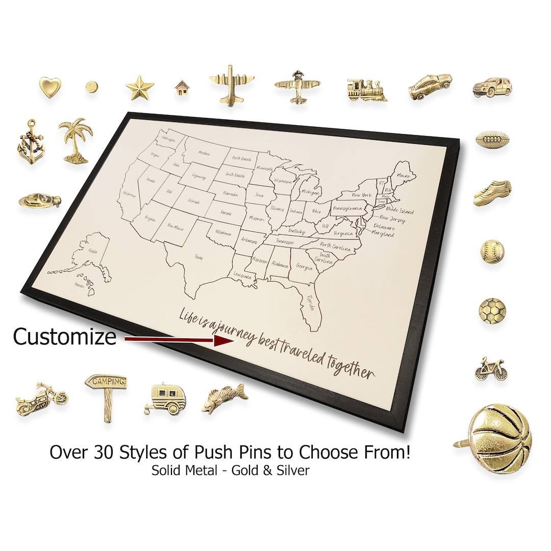 US Push Pin Map - Framed Map of USA - Mark Travels & Adventures ...