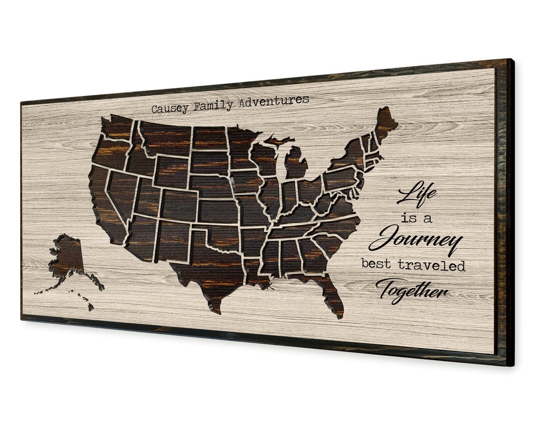 Framed Map of the United States | Carved Into Wood and Can Be ...