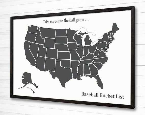Push Pin Baseball Bucket List US Map Map to Mark Ballparks - Etsy