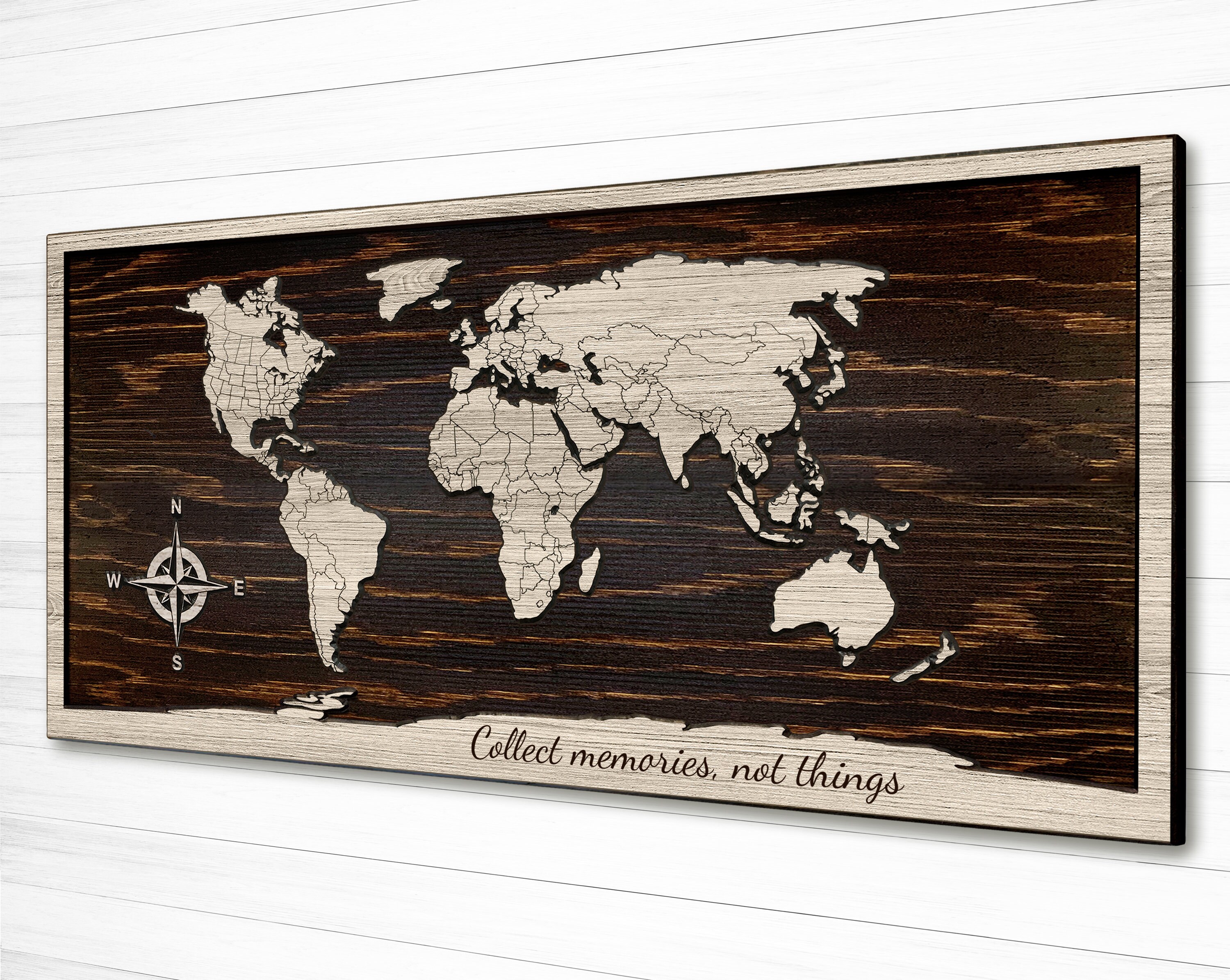 World Map Art Home Wall Decor Customize Text Country Lines - Etsy