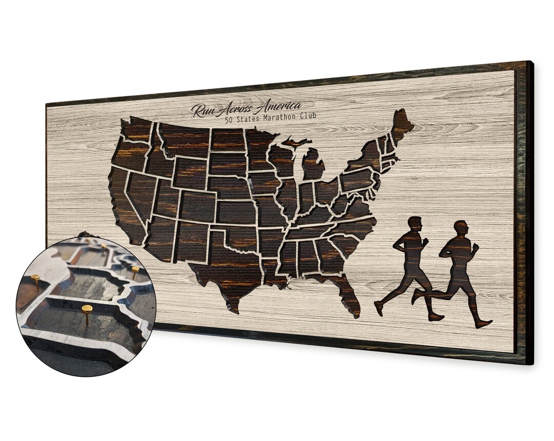 Running Map for Siblings, Custom US Map for Marathon and Half Marathon ...