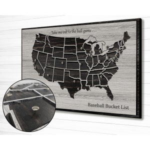 Baseball Bucket List Map - US Push Pin Map - Mark Baseball Stadiums ...