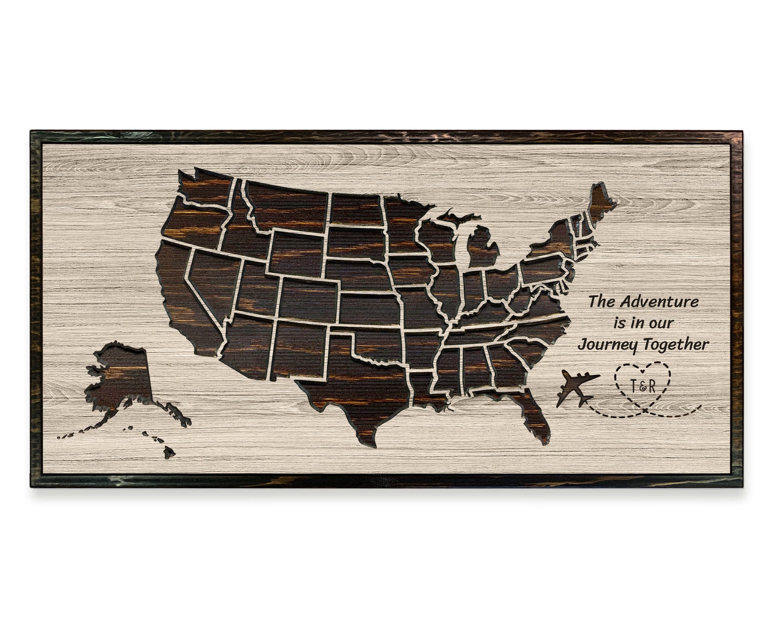 Travel Map for Couples, Mark Vacation Destinations, US Map Art, Rustic ...