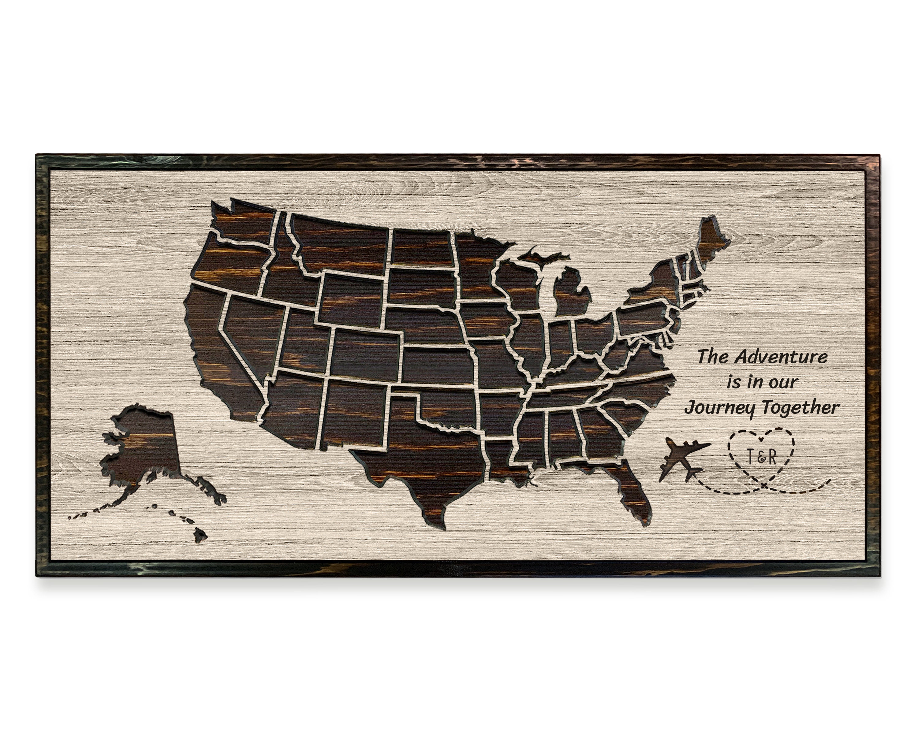 Travel Map for Couples, Mark Vacation Destinations, US Map Art, Rustic ...