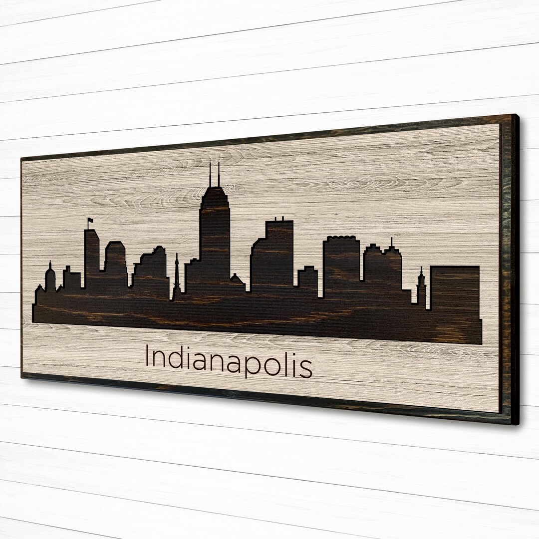 Indianapolis Indiana Skyline Wood Wall Art - Carved and Handcrafted ...