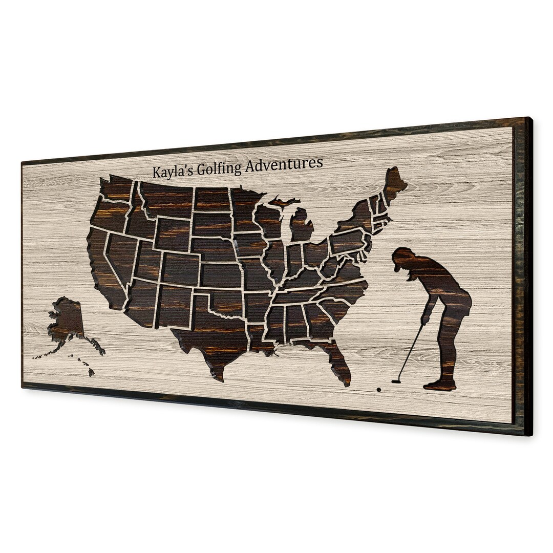 Golfer Gift Idea Push Pin Map of the United States US Push Pin Travel ...