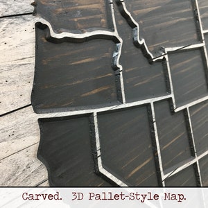 Pallet Style Map Woodworking US Map Carved Wooden Map | Etsy