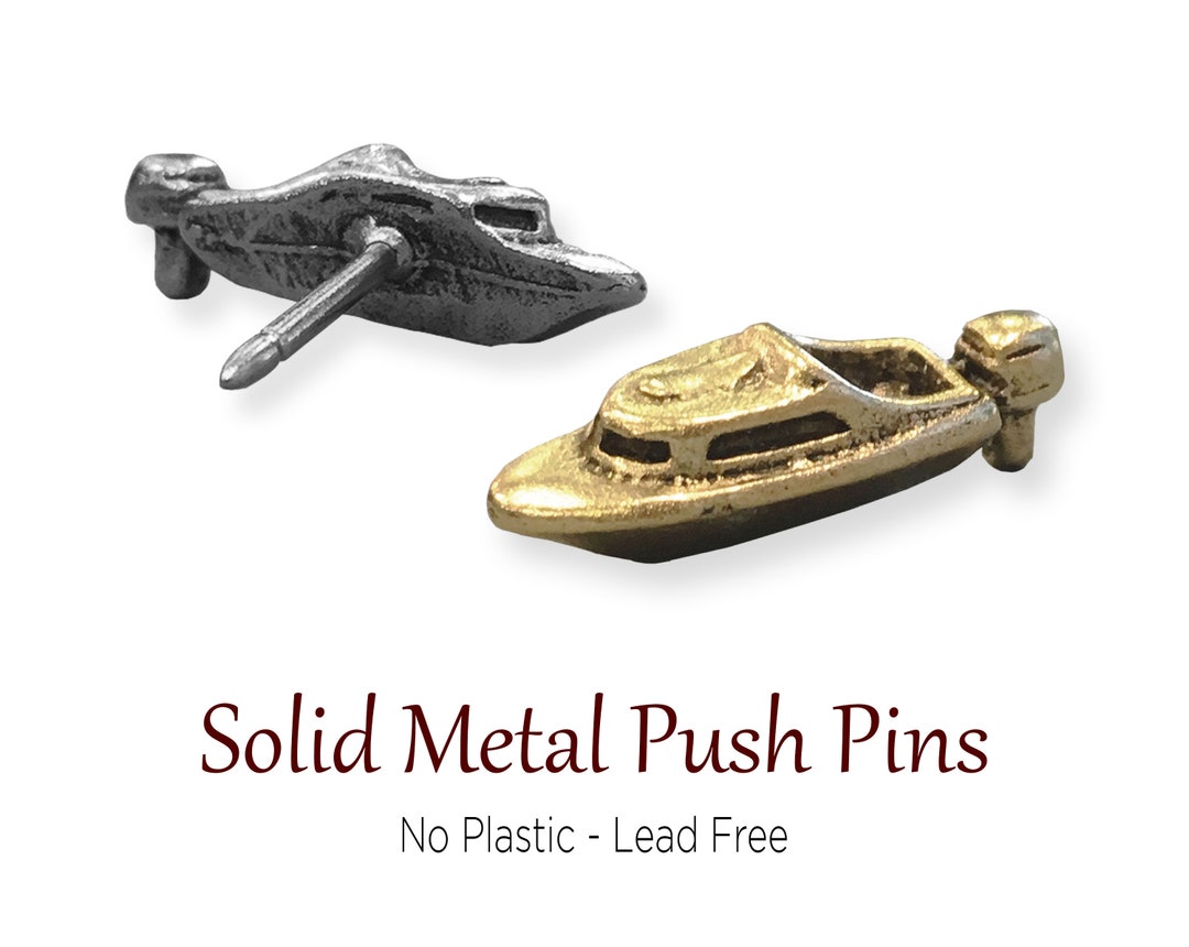 Silver & Gold Speedboat Push Pins, Gold Motor Boat Pushpin, Solid Metal ...