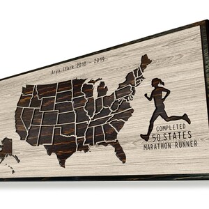 Marathon Map for Women, Art for Female Athletes, Custom US Push Pin Map ...