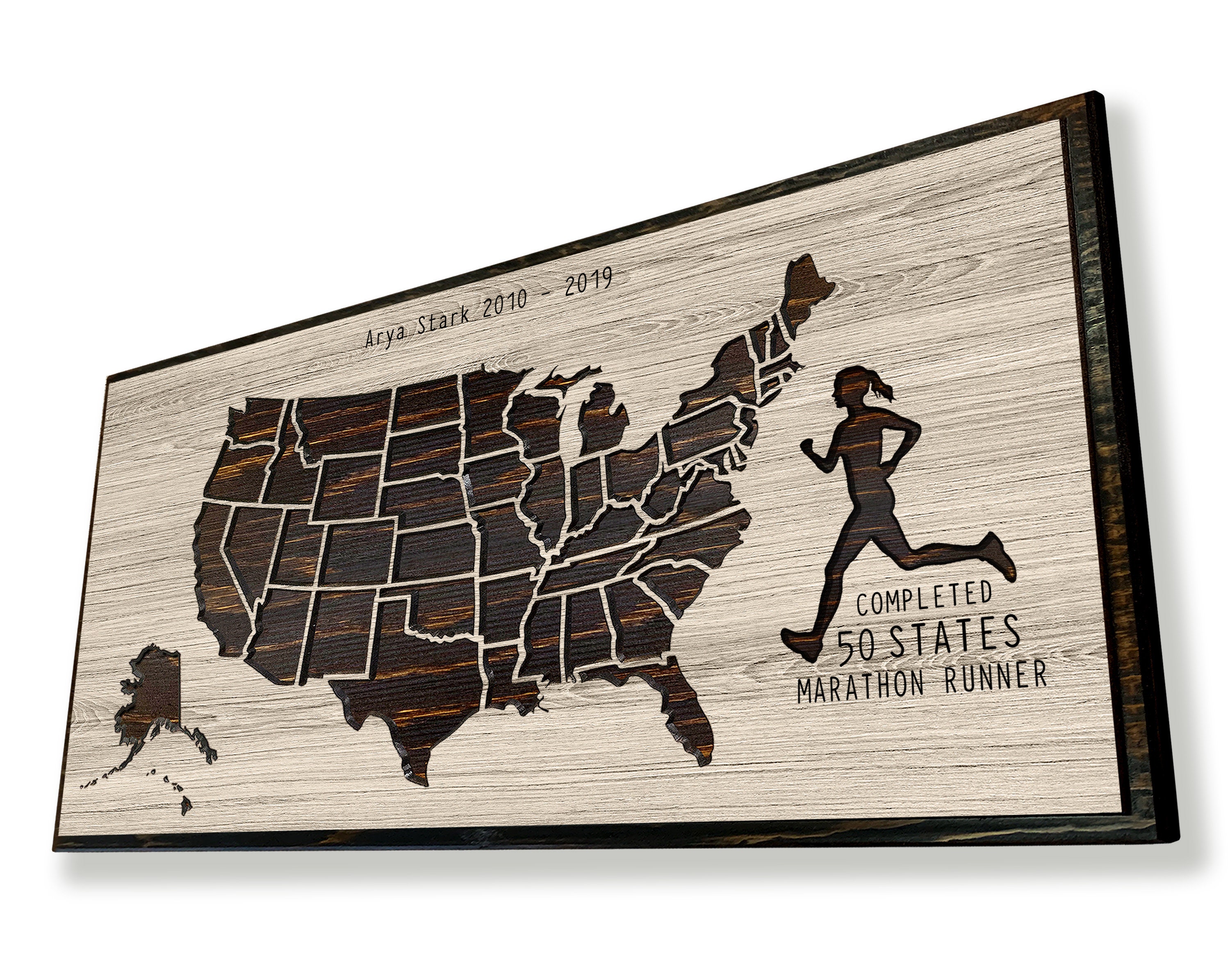 Marathon Map for Women, Art for Female Athletes, Custom US Push Pin Map ...