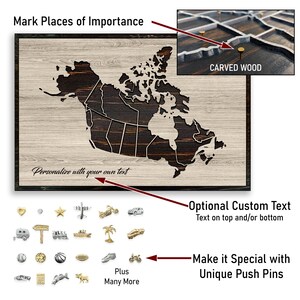 Canada Push Pin Map - Carved Map of Canada to Mark Travels ...