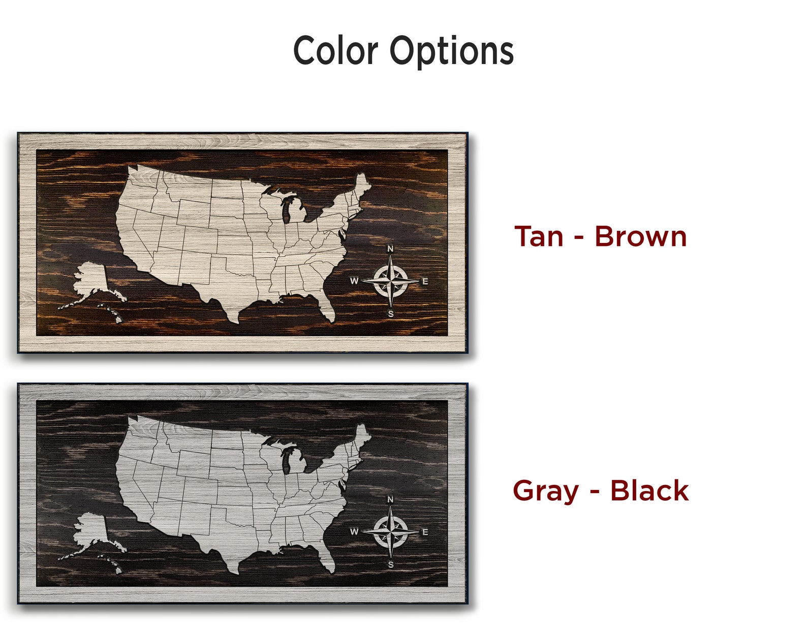 Push Pin Map - United States Map Carved Into Wood - Customize With Text ...
