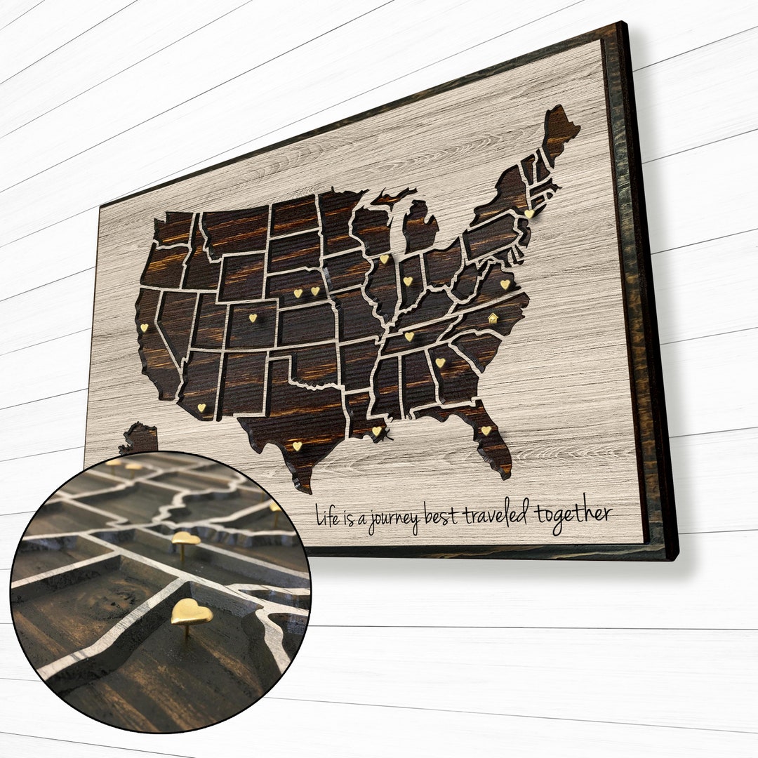 Push Pin Map of the United States Customized Text US Map to - Etsy
