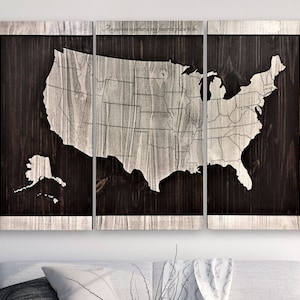 3-D Carved Wooden US Map, USA Map to Mark Travels, Customized Adventure ...