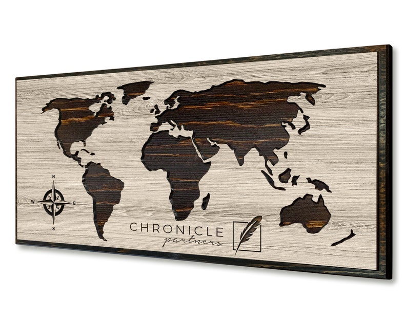 World Map With Business Logo, Company Logo, Office Decor, Lobby Art ...