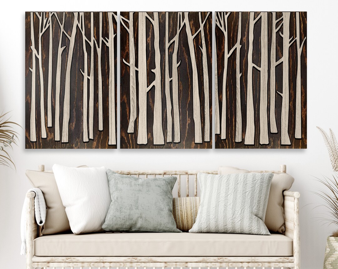 Large Birch Tree Wood Wall Art - Nature Art - Branch Art - Statement ...