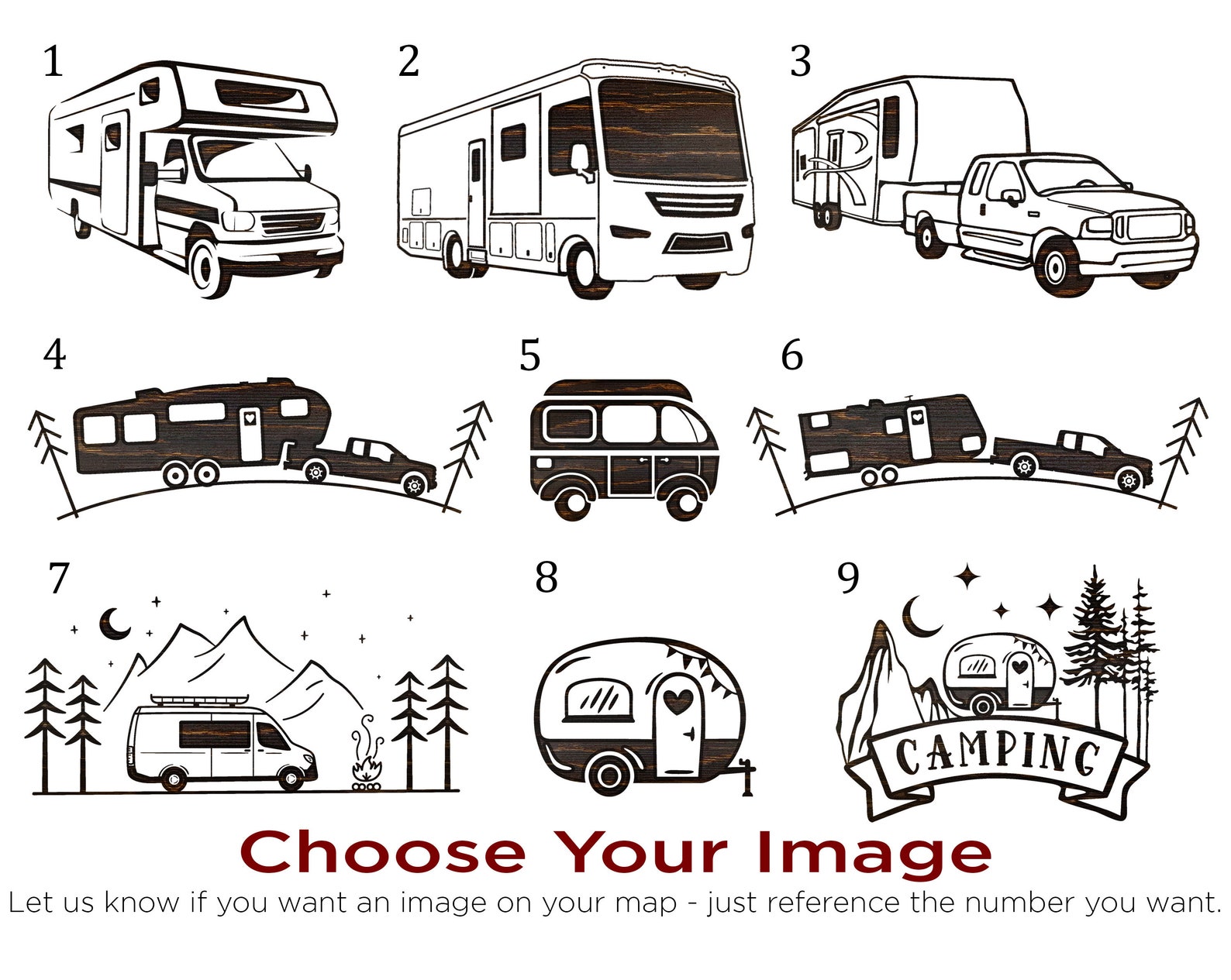 RV Travel Map Carved Wood US Map With Camper Motor Home Wall - Etsy