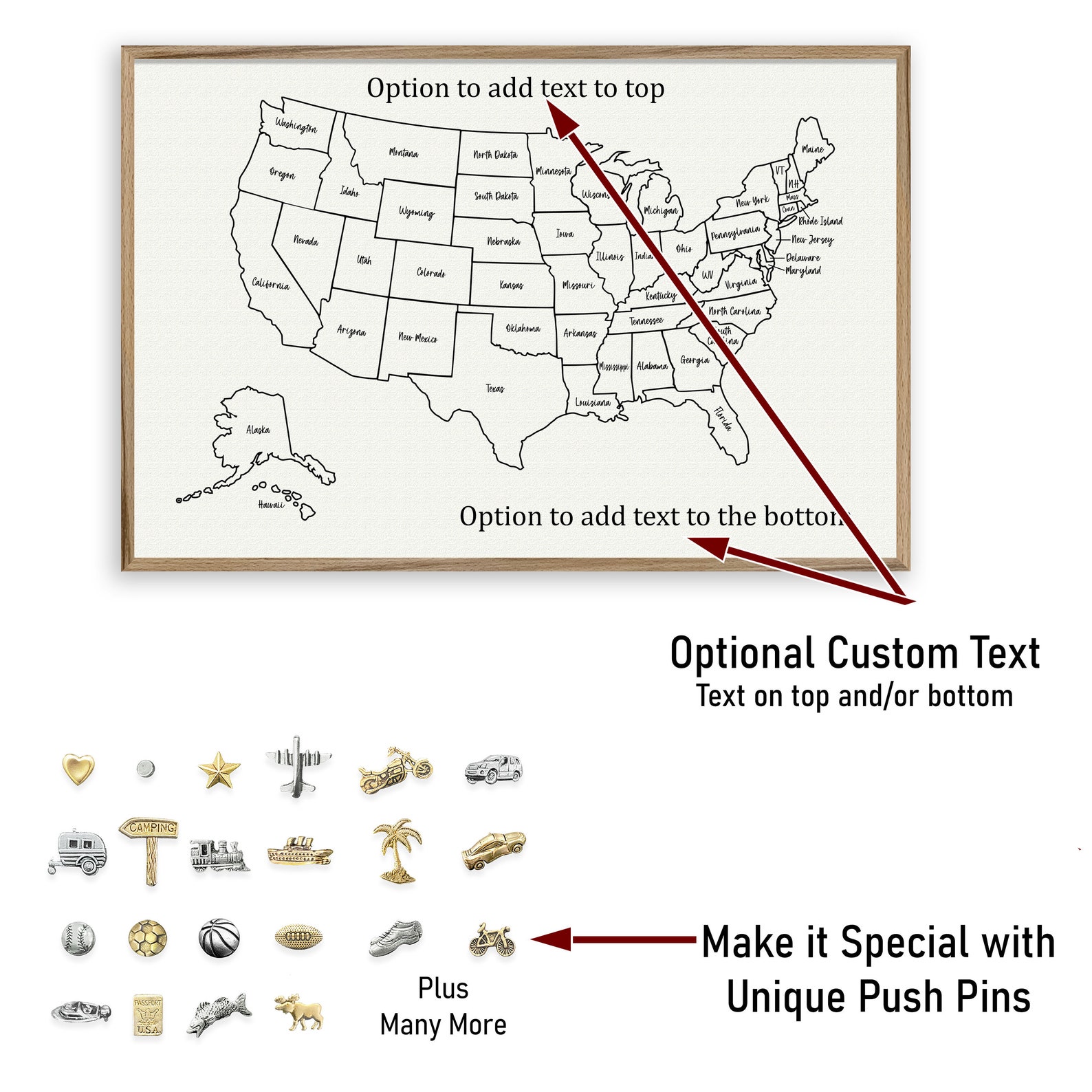 US Push Pin Map - Framed Map of USA - Mark Travels & Adventures ...