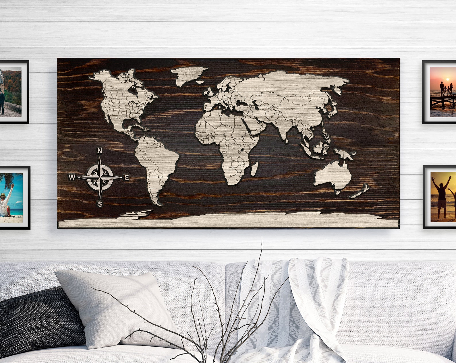 World Map Art Wood Wall Art Home Wall Decor Idea World Map | Etsy