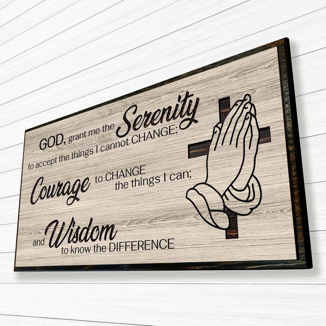 Carved Wood Scripture Sign - Religous Wall Art - Praying Hands With ...