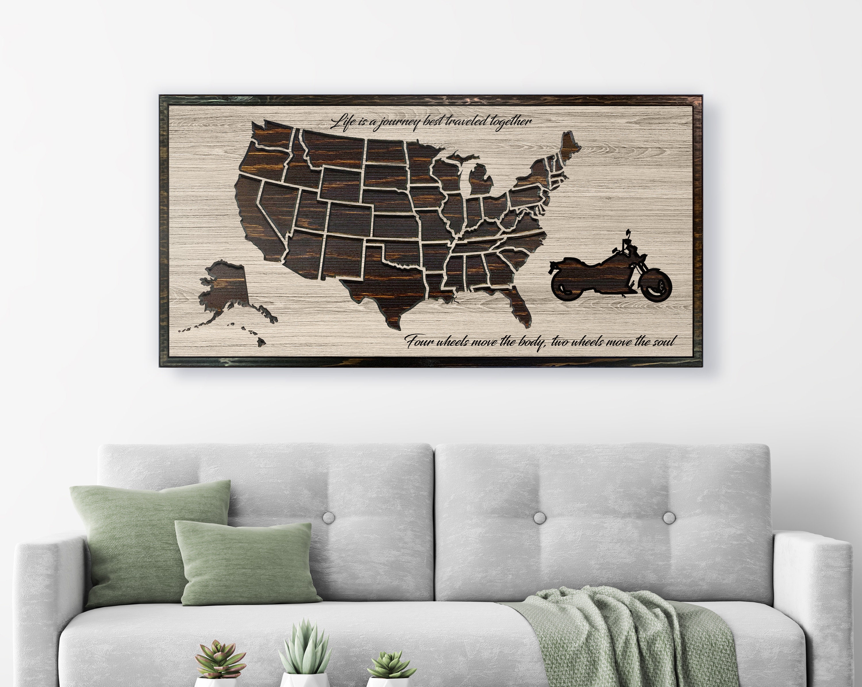 Motorcycle Road Trip Map Picture Push Pin Map US Map to | Etsy