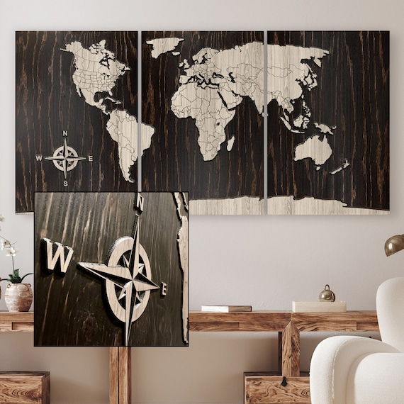 Wooden Map World Map Wall Art Wood Wall Art Living Room - Etsy