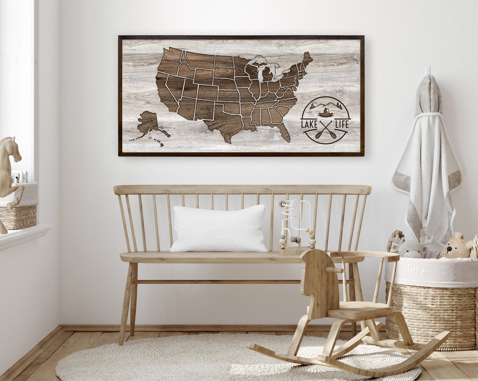 Lake Cabin Map, Framed Canvas Wrapped Map, Canoing Map, Fishing Map ...