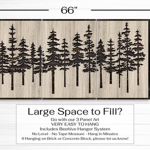 Carved Pine Tree Scene Art Evergreen Trees Mountain Art 3D Wood Wall ...