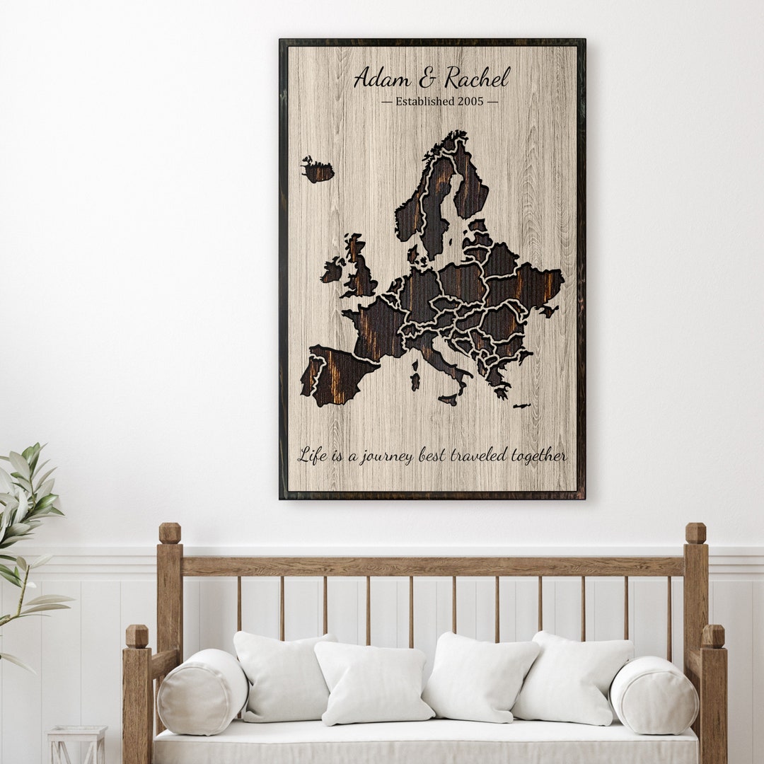 Carved Push Pin Map of Europe - Travel Map to Mark Adventures With Push ...