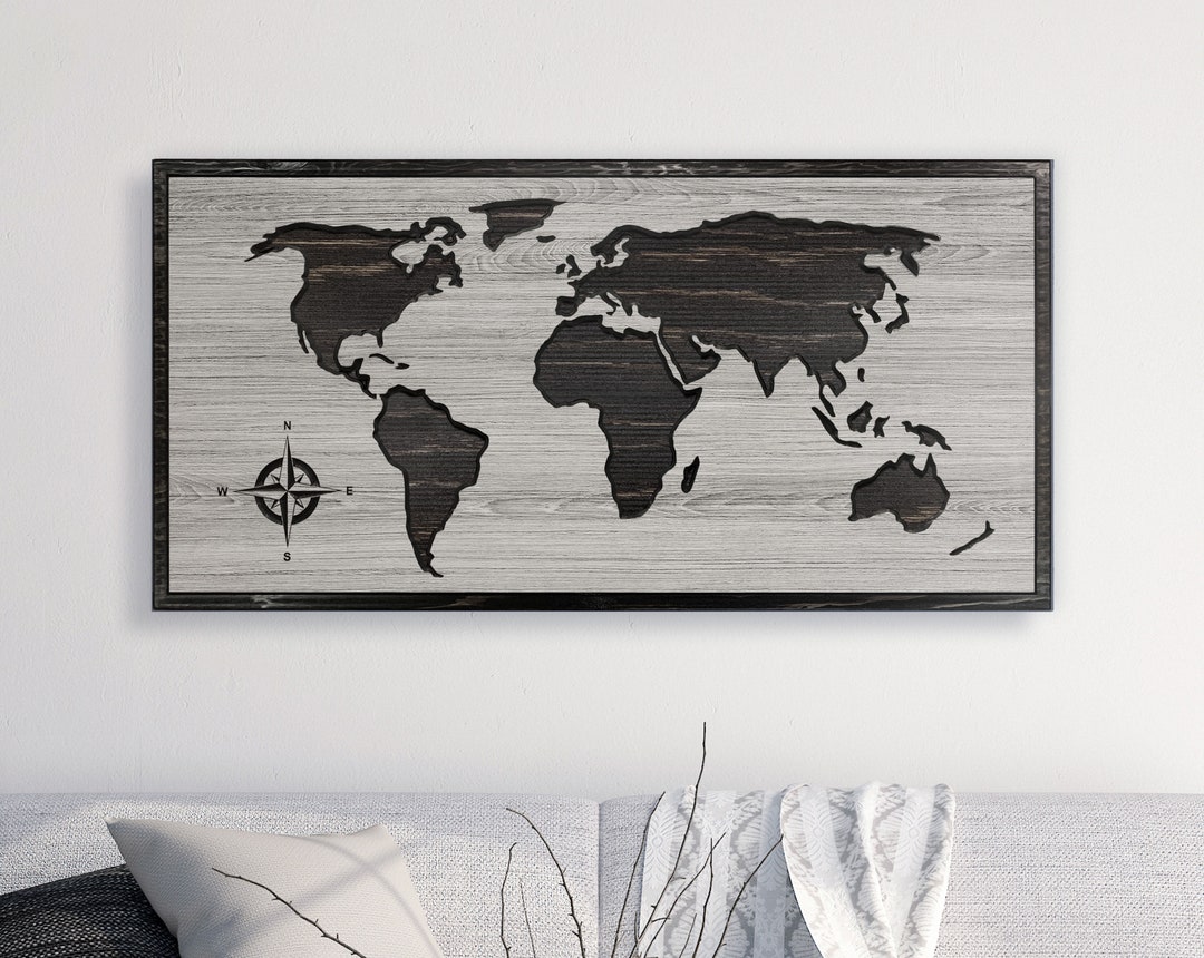 World Map Decor, Home Wall Decor, Wooden Map, World Map Home Decor ...
