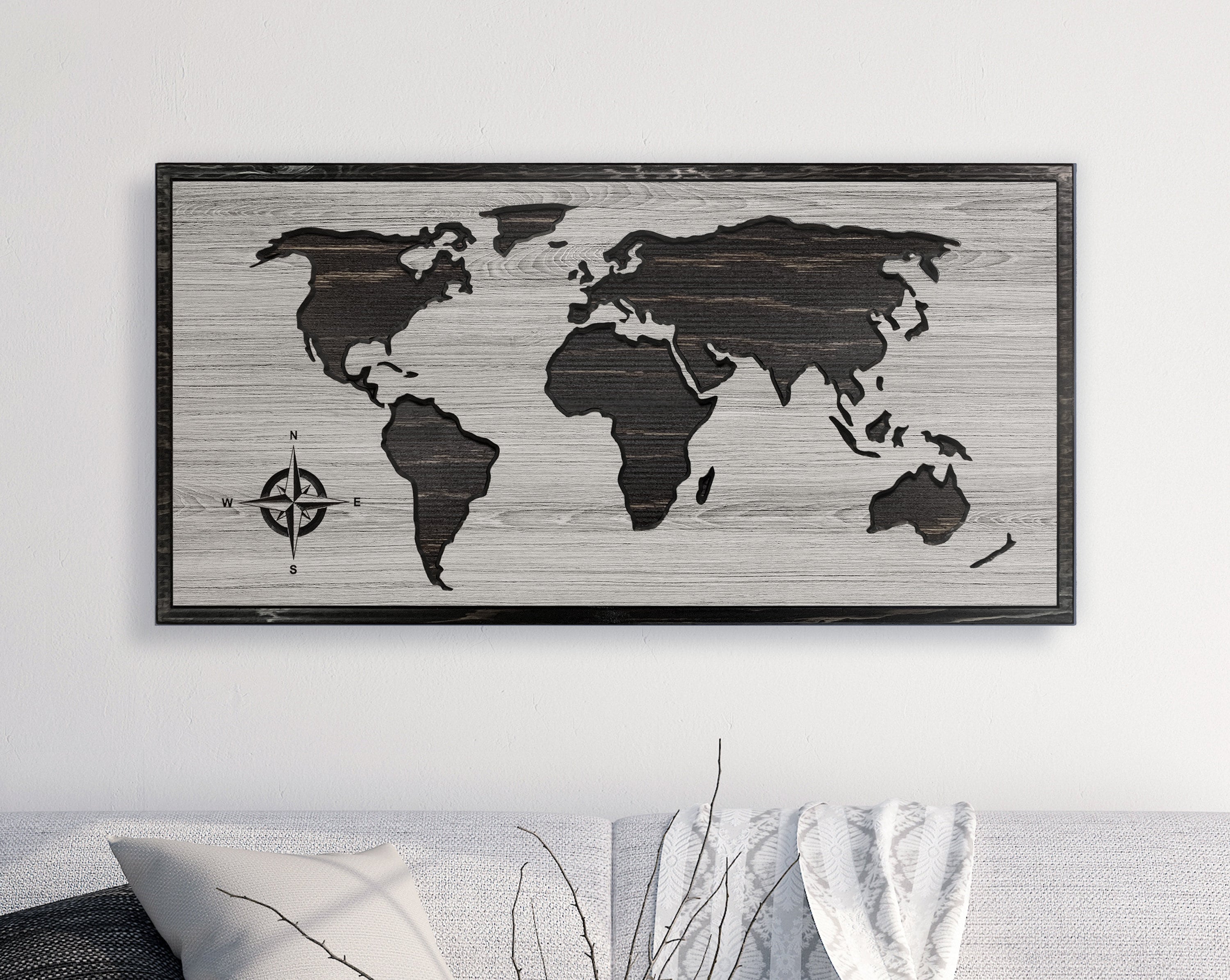 World Map Decor Home Wall Decor Wooden Map World Map Home | Etsy