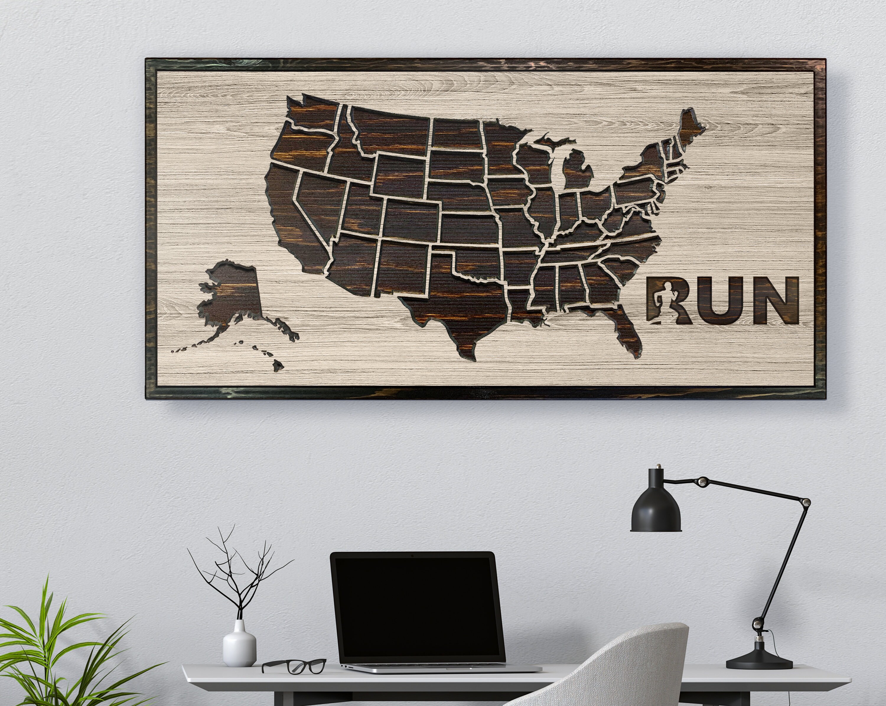 Running Map for Men, Custom US Map for Marathon and Half Marathon ...