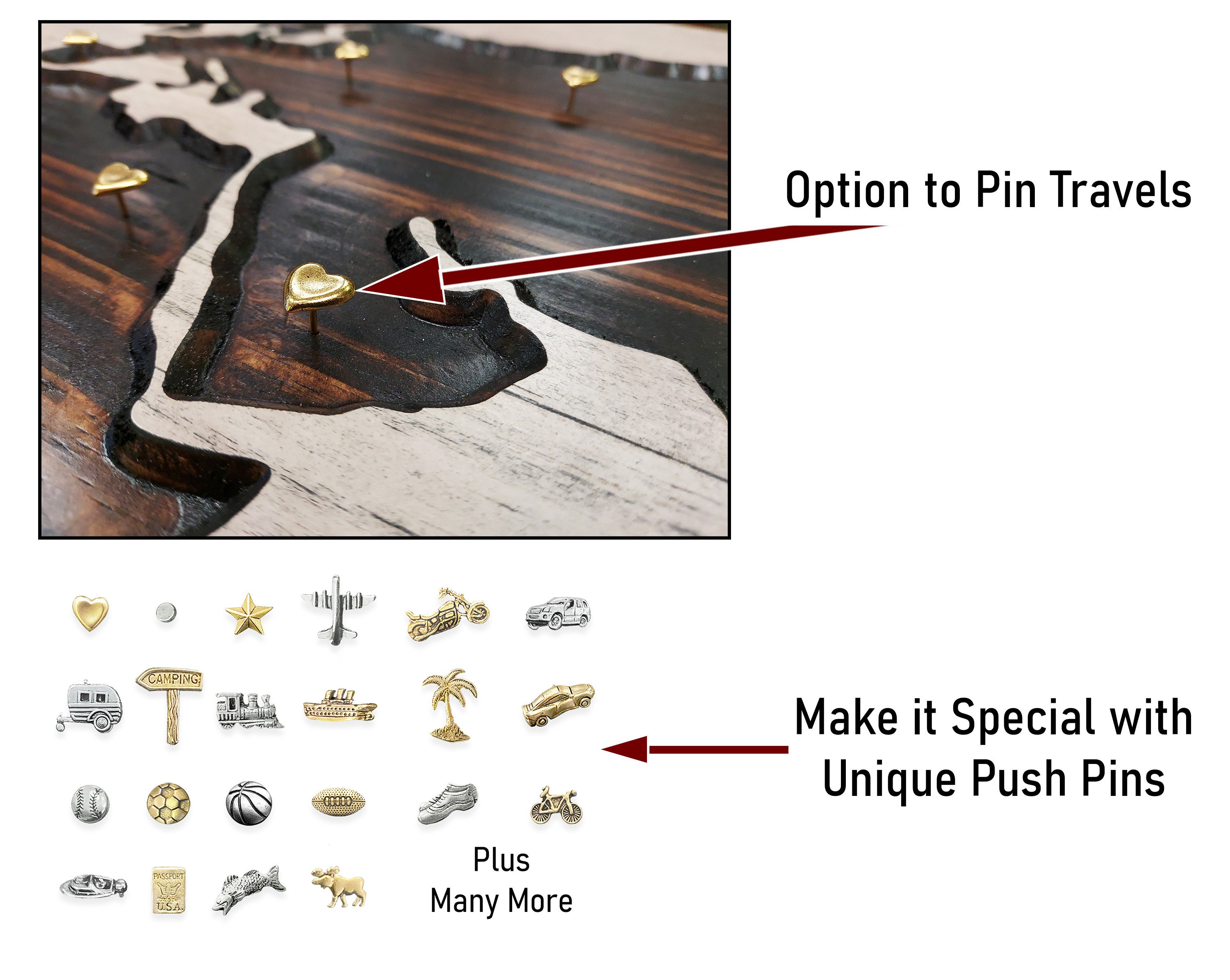 Wood World Map World Map Wall Art Push Pin Map Custom - Etsy